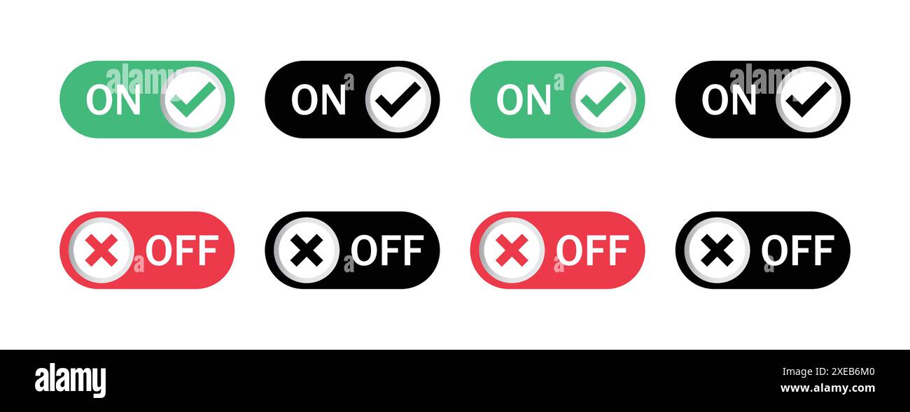 Mode on and off icon. Yes, and buttons in green, black and red color ...