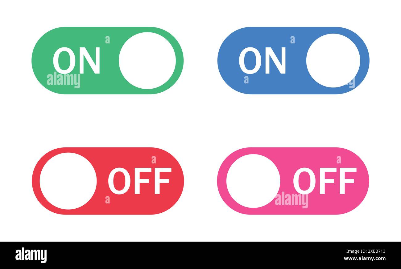 Turen on and off switch button. On, off vector set color. Turn on and ...