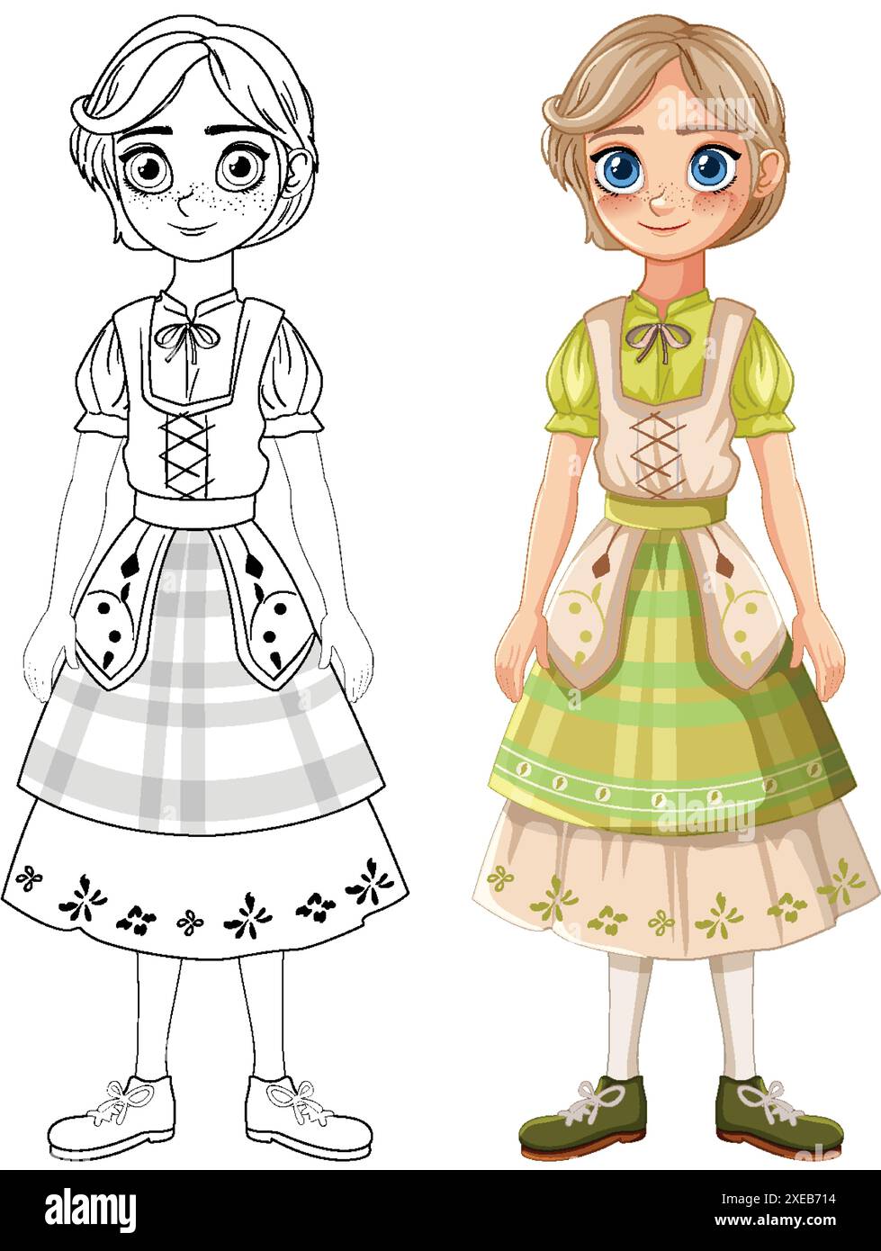 Illustration of a girl in traditional attire Stock Vector Image & Art ...