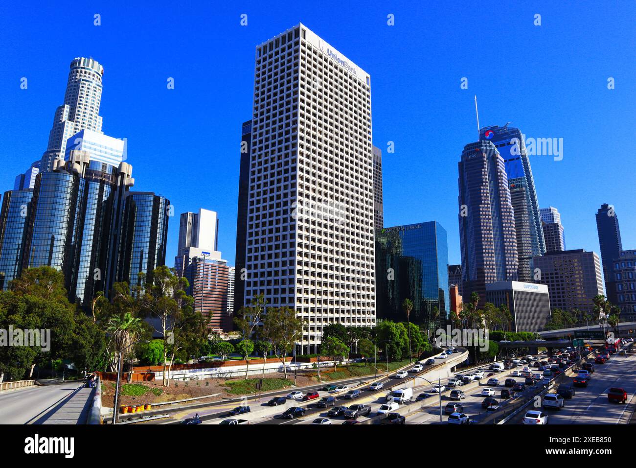 Los Angeles, California: view of downtown Los Angeles Skyscrapers Stock ...