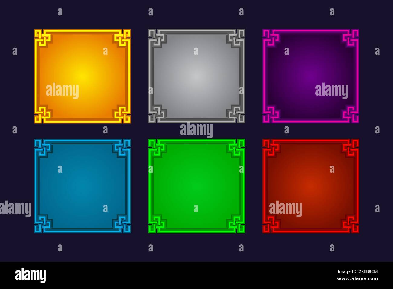 Empty China frames in color. Square Frames or Border Stock Vector Image ...