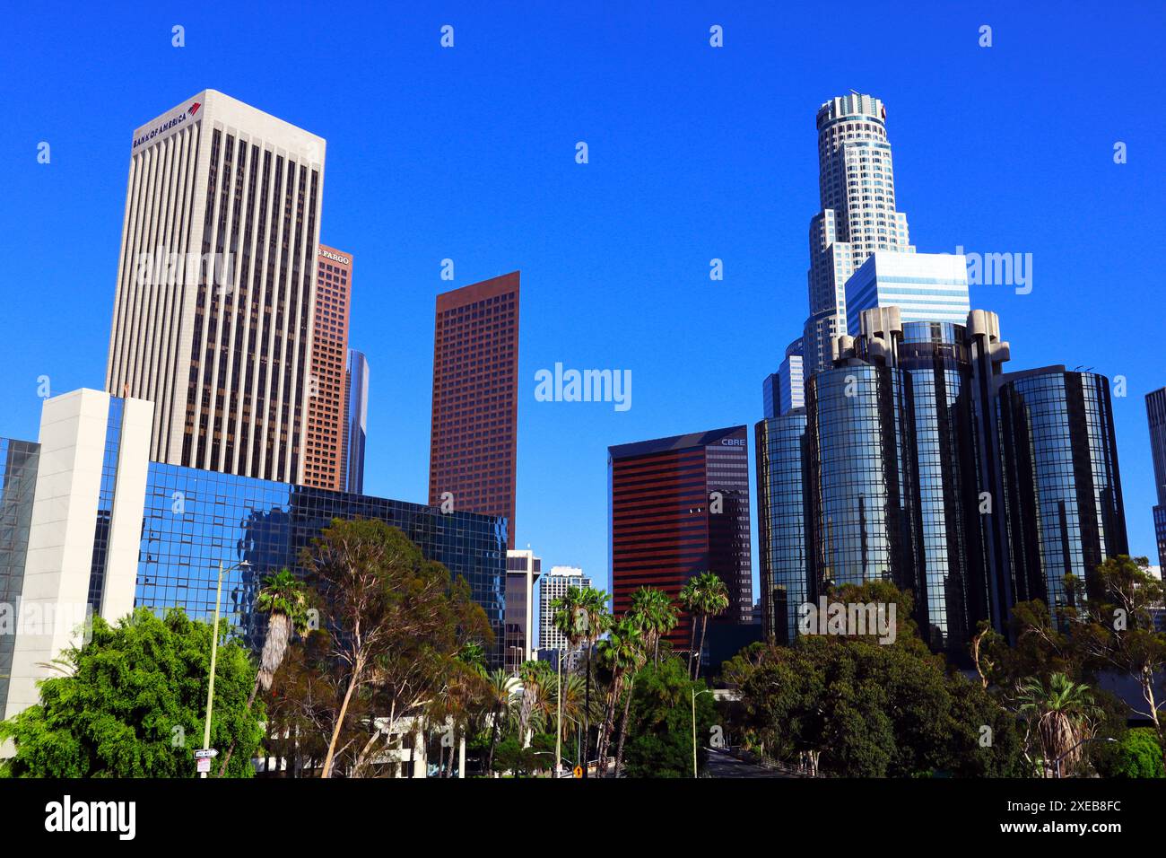 Los Angeles, California: view of downtown Los Angeles Skyscrapers Stock ...