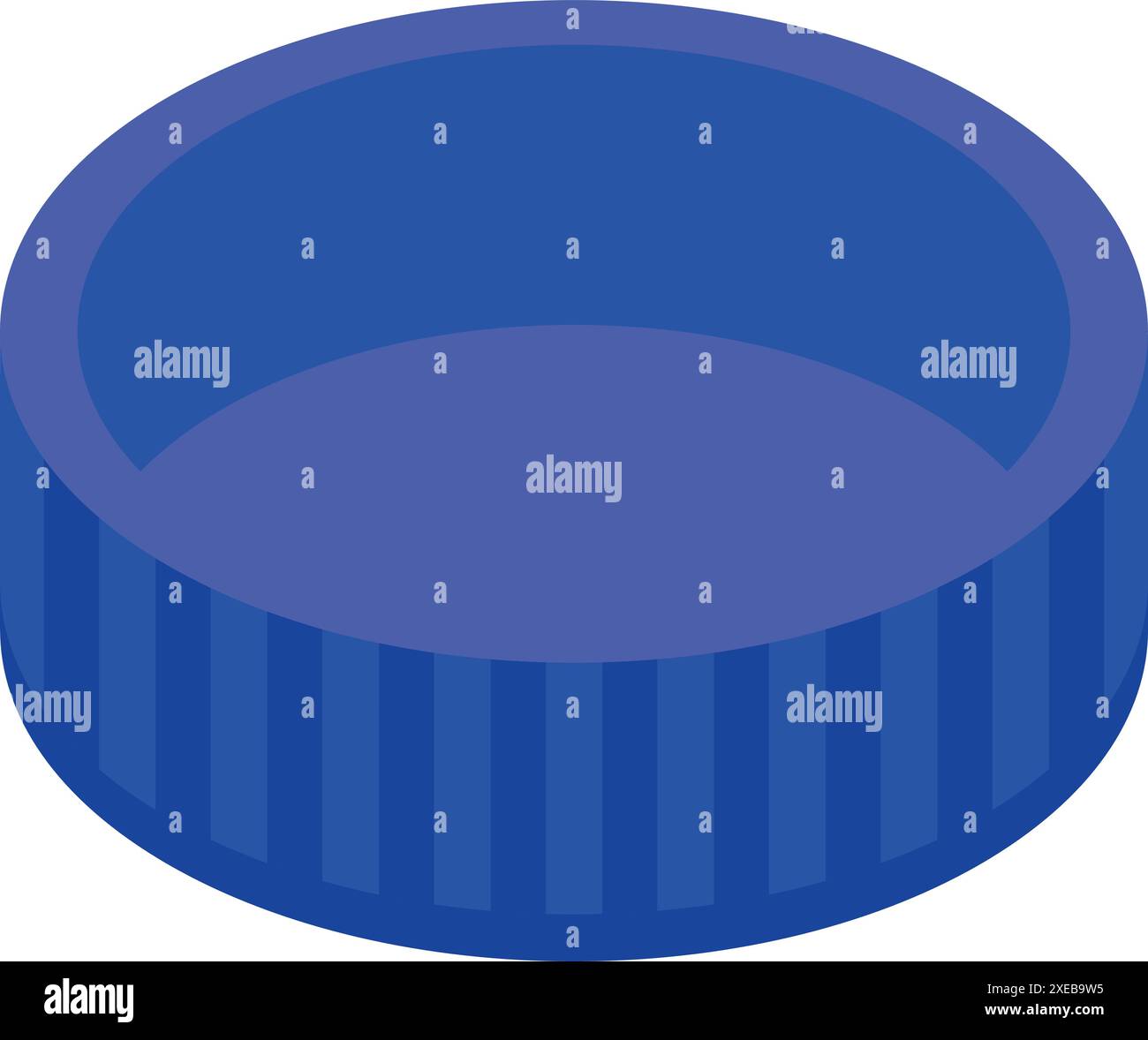 Blue empty round pool standing on ground with blue water surface ...