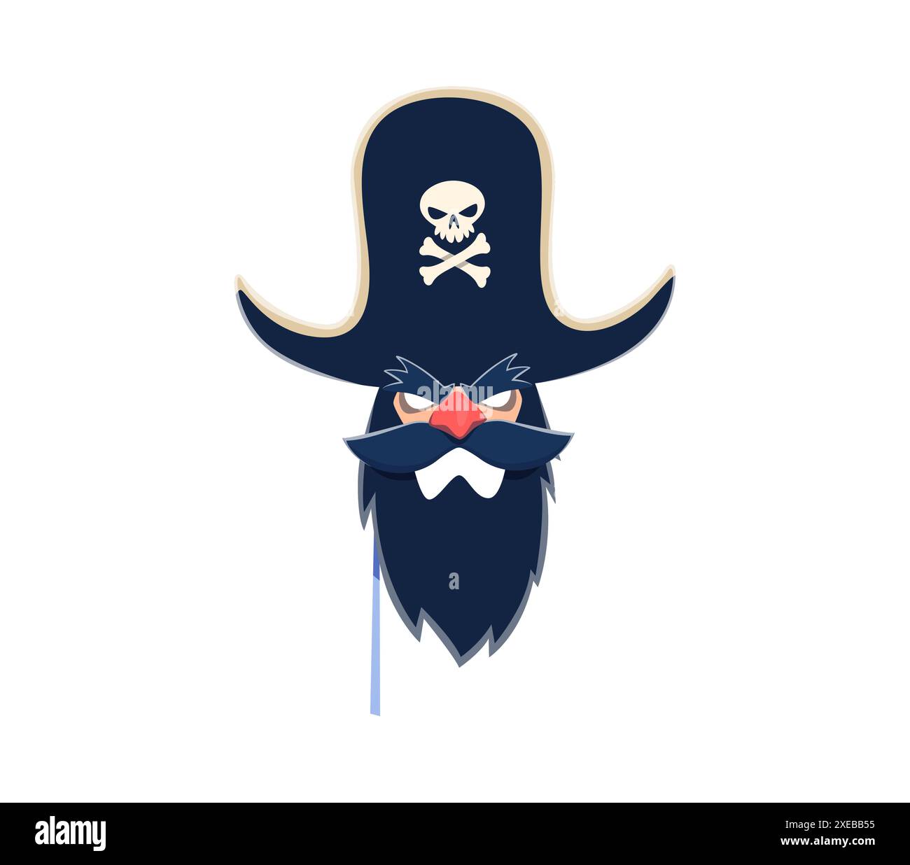 Pirate carnival and photo booth mask of corsair sailor in tricorne hat, vector props mockup ...