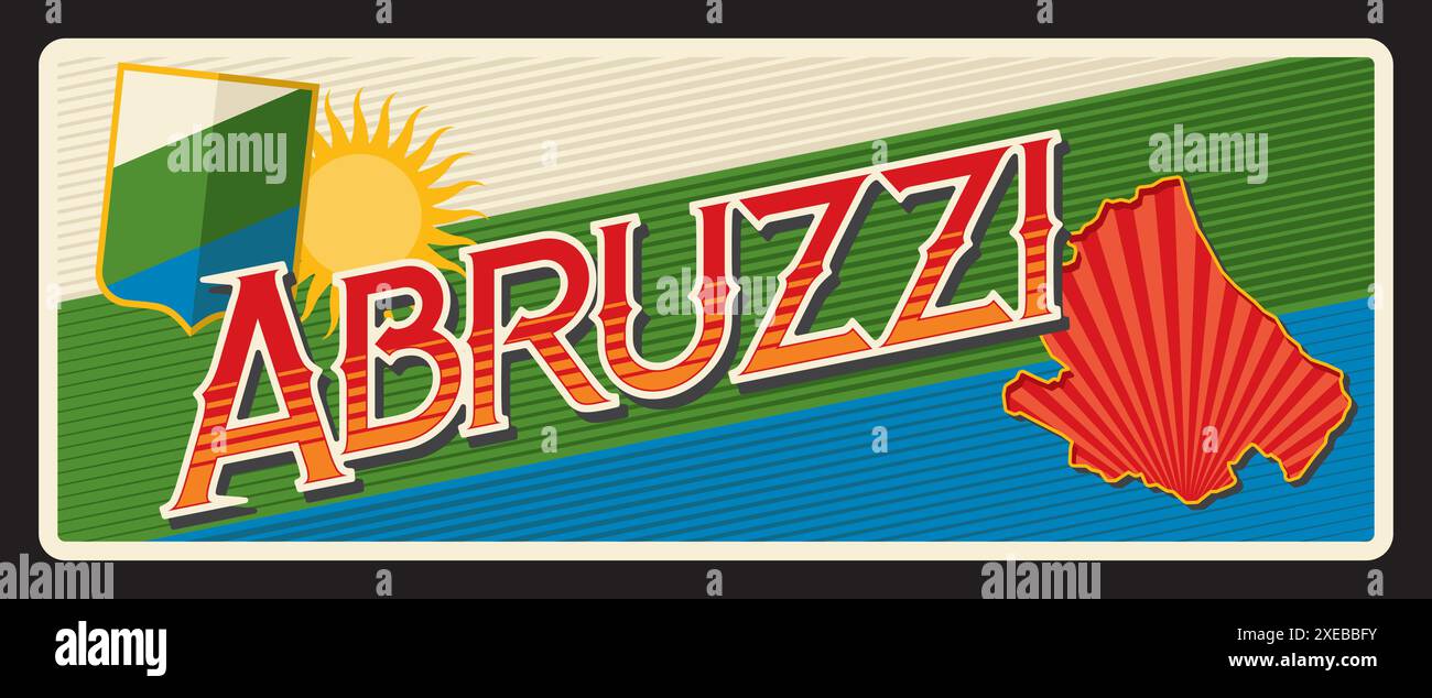 Abruzzo or Abruzzi Italian region in southern part of country. Vector ...