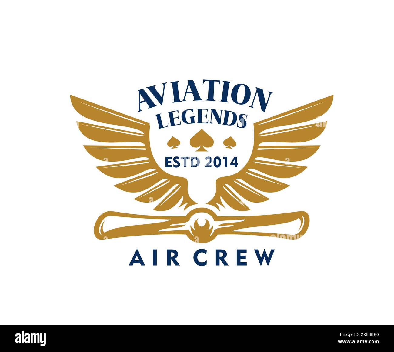 Aviation icon of airplane propeller or aircraft with eagle wings ...