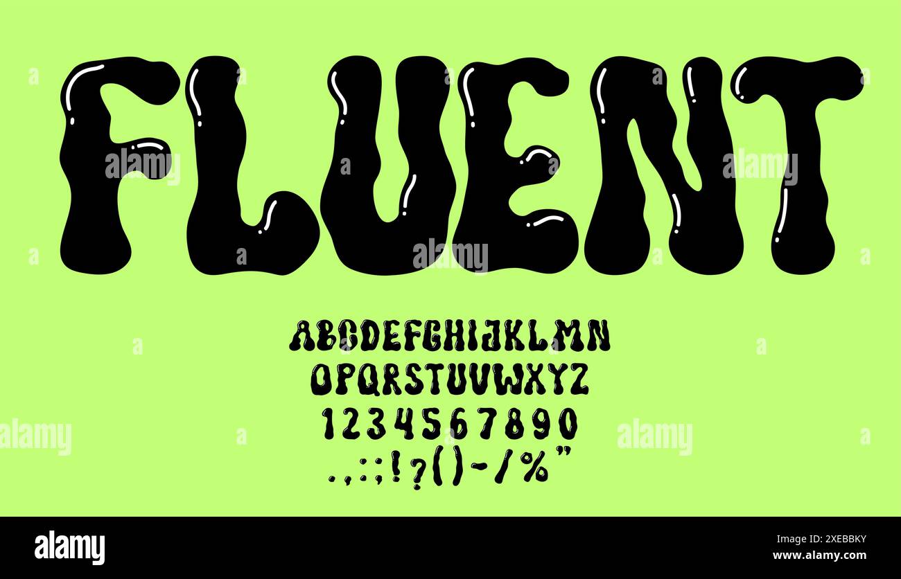Psychedelic y2k font, liquid groovy type, hippie bubble typeface ...
