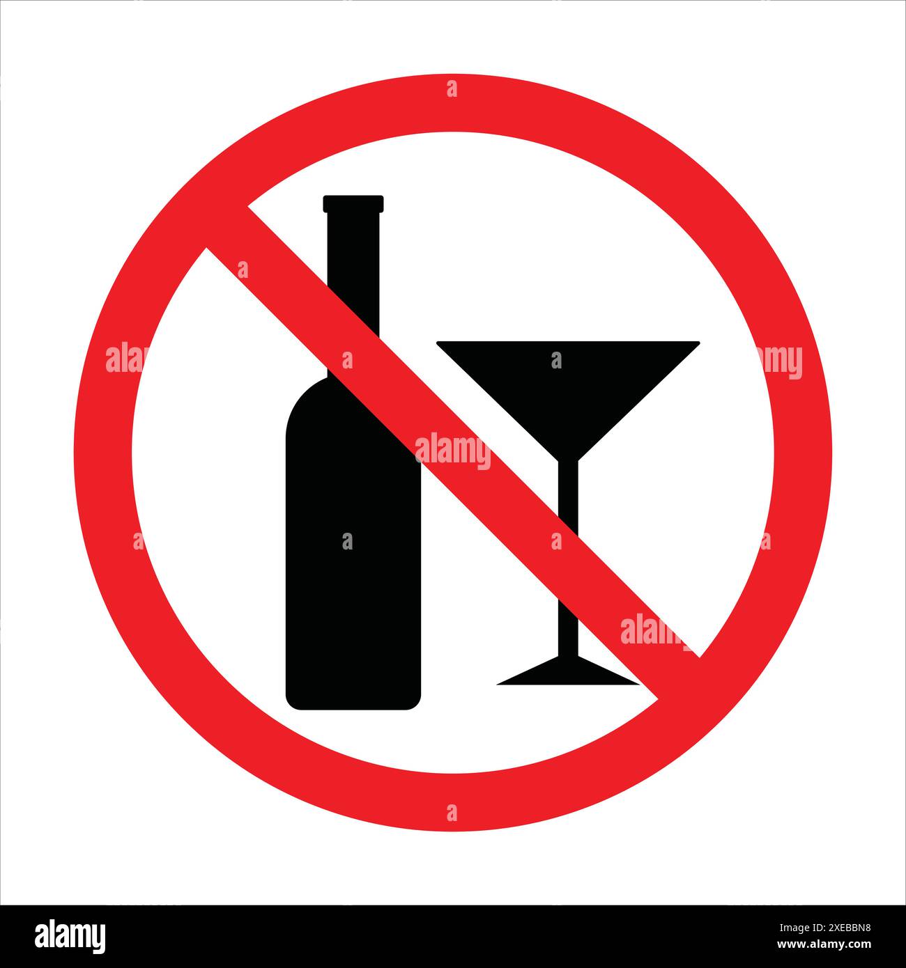 Set of no alcohol vector signs. Prohibited icons of drink alcohol. Do ...