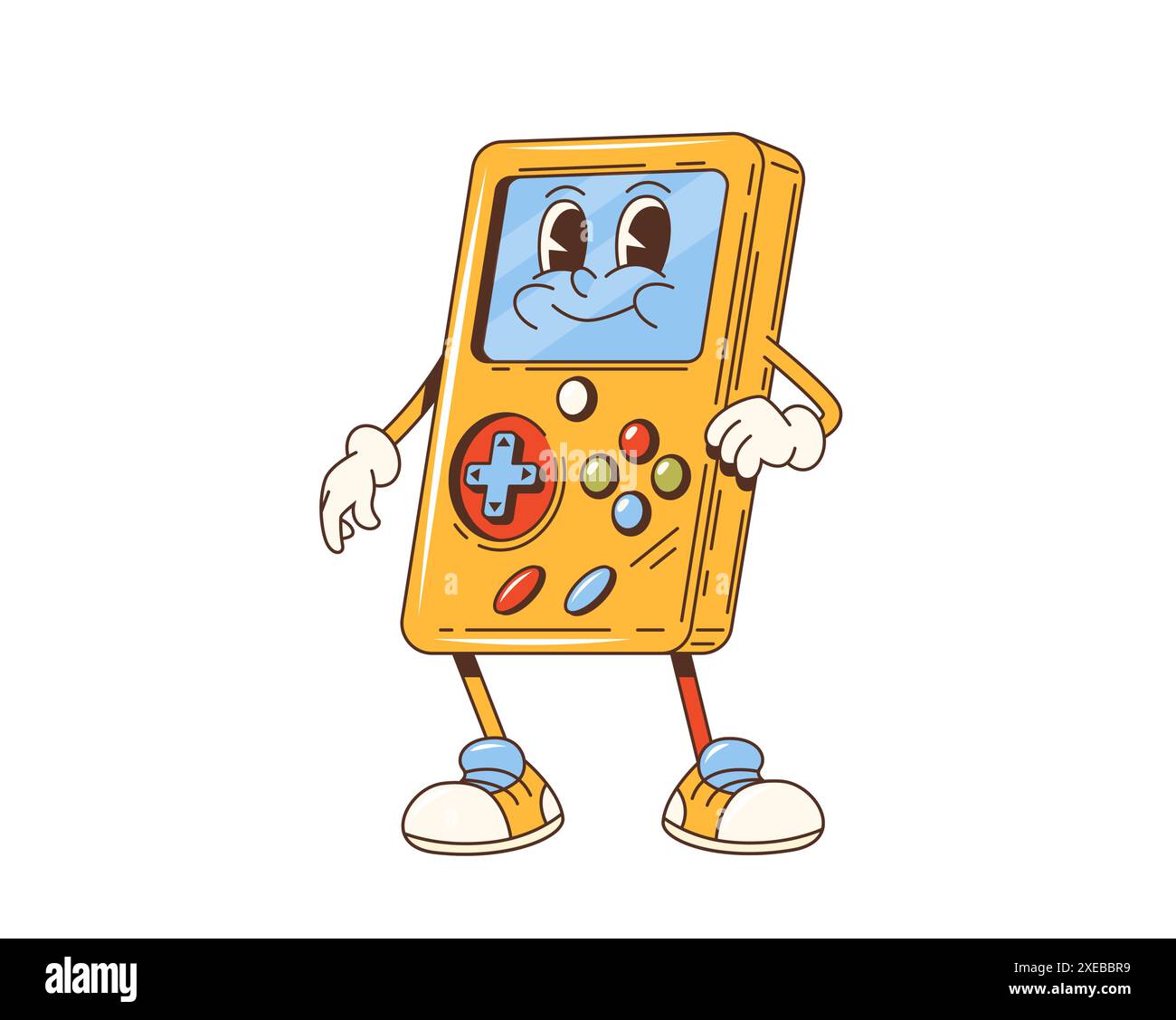 Cartoon groovy retro gamepad character. Isolated vector cheerful ...