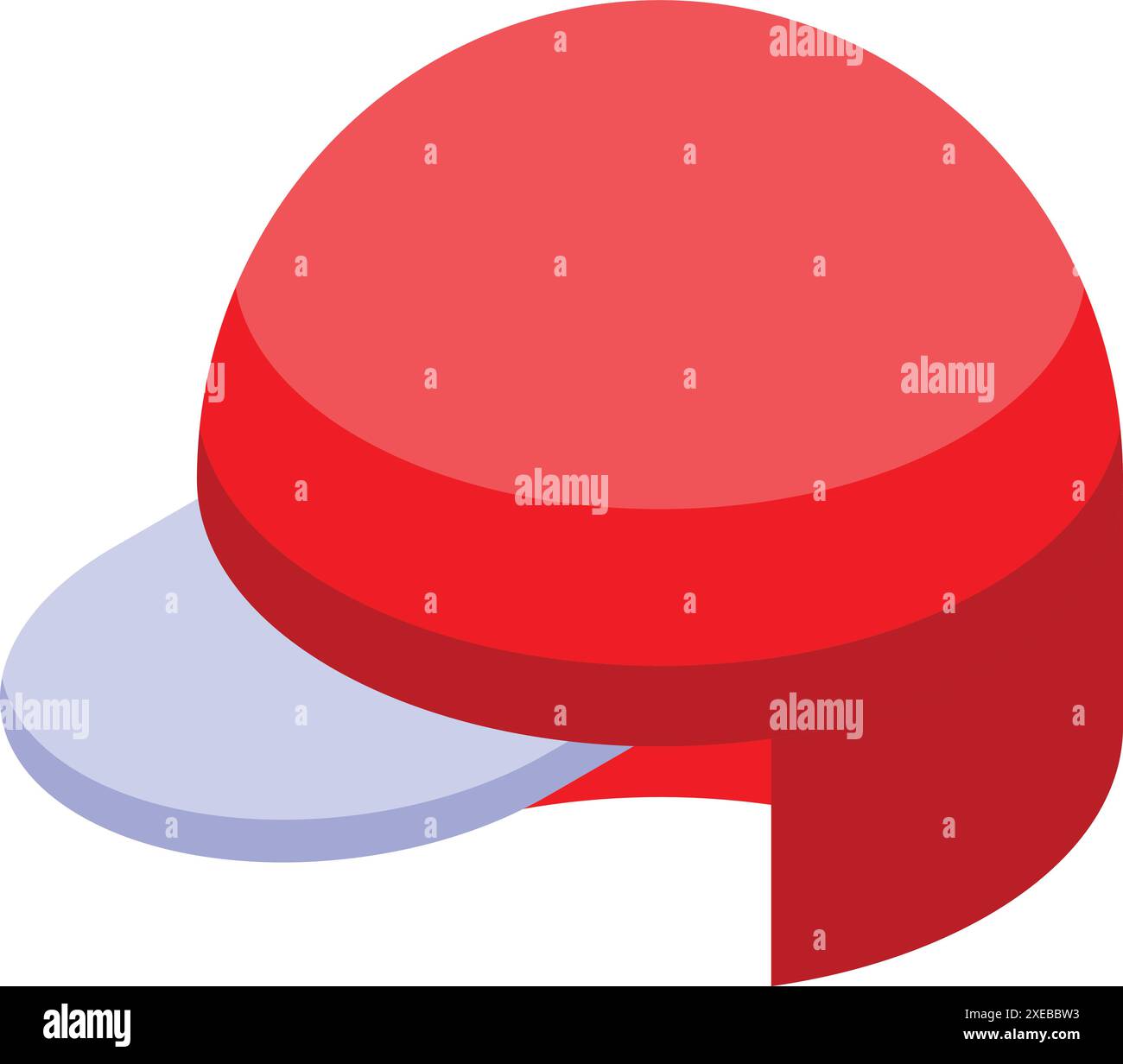 Red baseball cap with white visor lying on side, isometric icon Stock ...