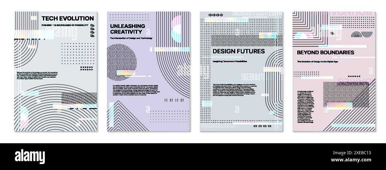 Futuristic glitch poster templates and abstract cover backgrounds ...