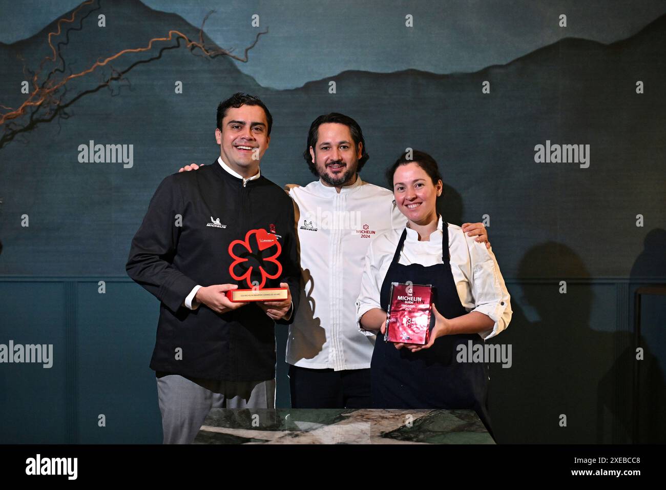 (From left) Sommelier Tomas Tapia and chefs Francisco Araya and ...