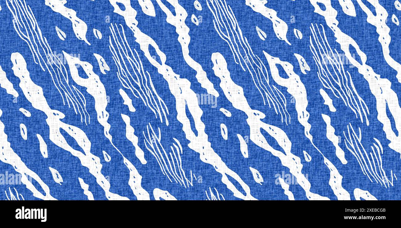 Whimsical seaweed kelp coastal electric blue beach pattern. Batik ...