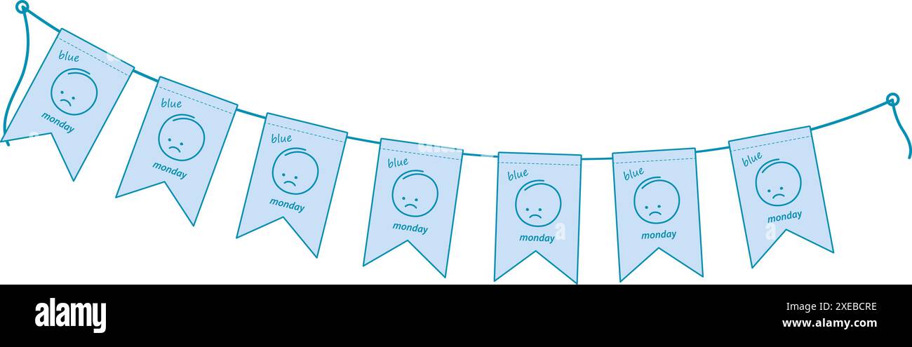 Pennant garland with sad emoticon and inscription blue monday Greeting ...