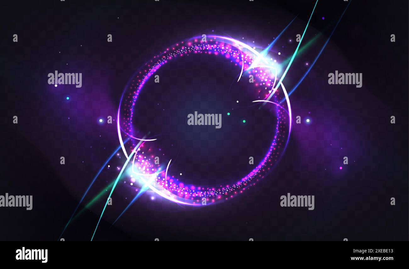 Neon light ring isolated on transparent background. Vector realistic ...