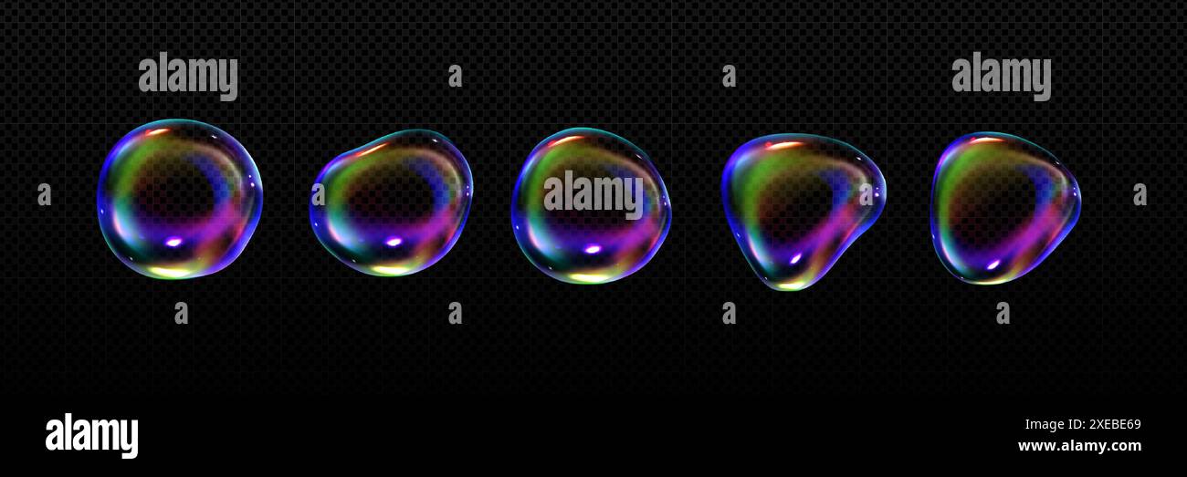 3D soap bubbles set isolated on transparent background. Vector ...