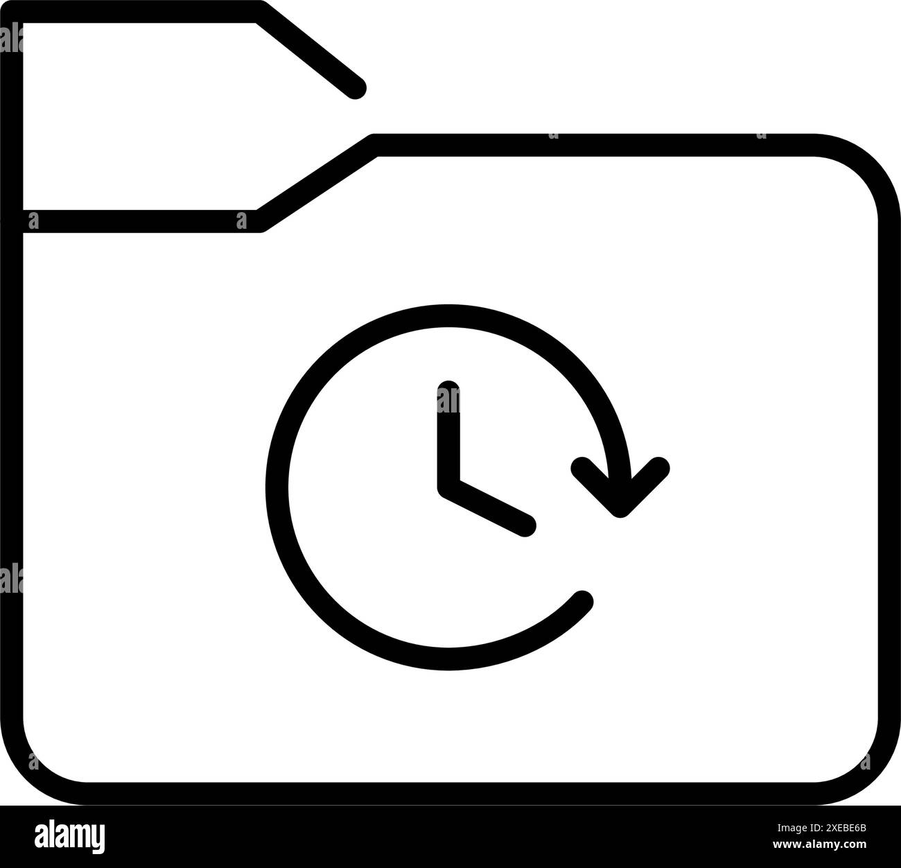 File folder and clock. Scheduled file backup. Management of data and important documents. Pixel ...
