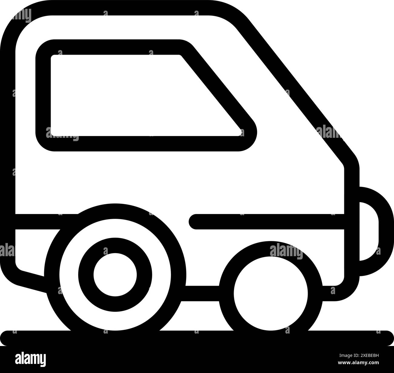 Simple line drawing of a small delivery van driving on a road, perfect ...