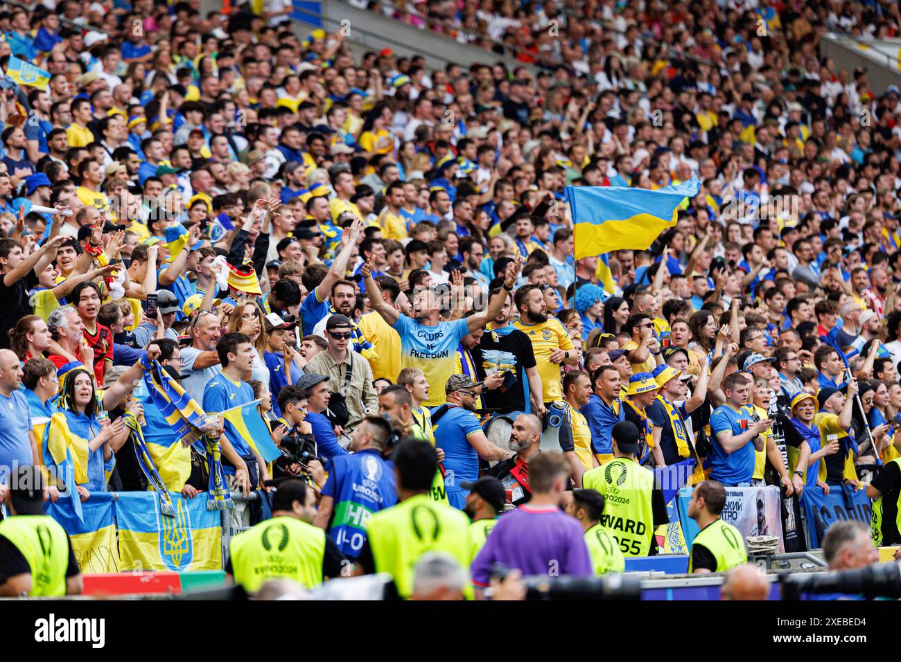 Stuttgart, Germany. 26th June, 2024. Fans of Ukraine seen cheering ...