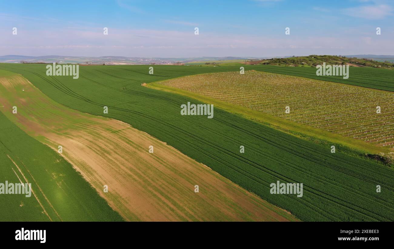 Aerial view green grass fields hi-res stock photography and images - Alamy