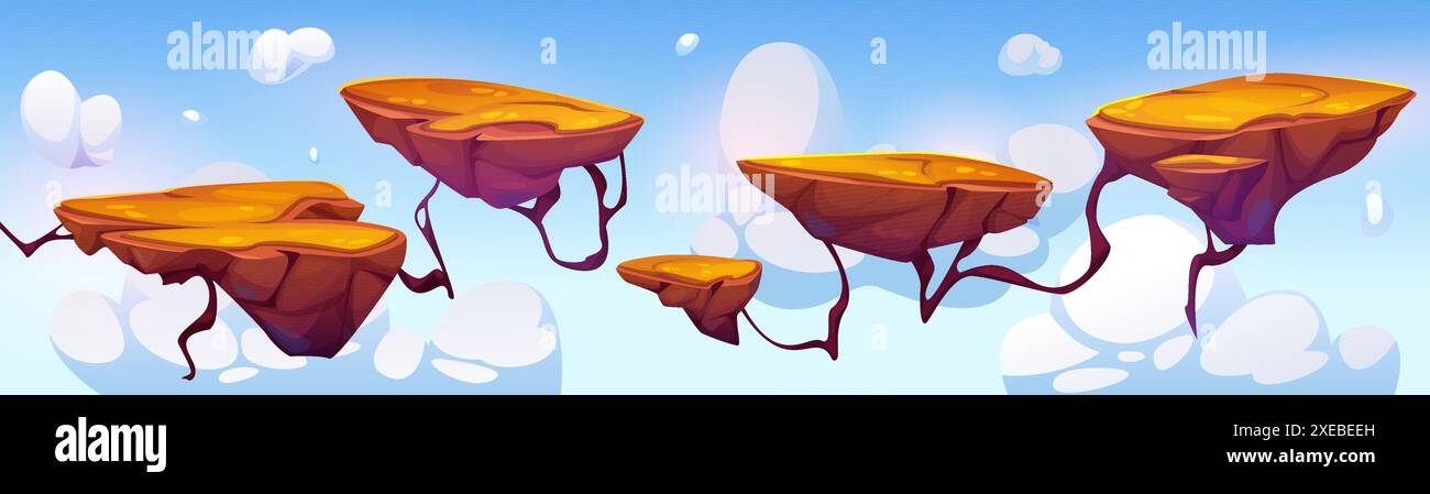 Floating island platform for arcade game level landscape. Cartoon ...