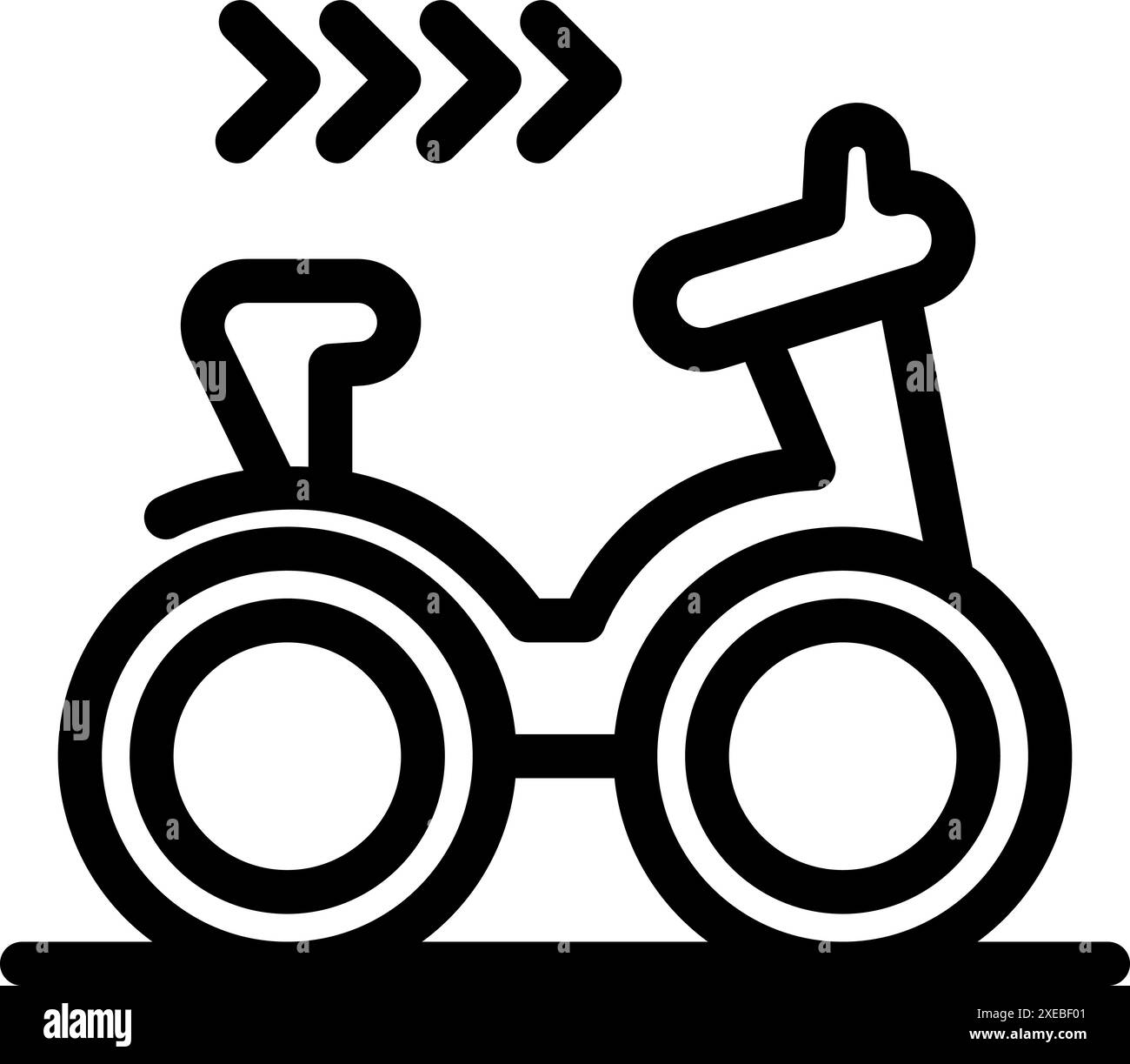 Simple monochrome icon of a kids bike moving forward, leaving three ...