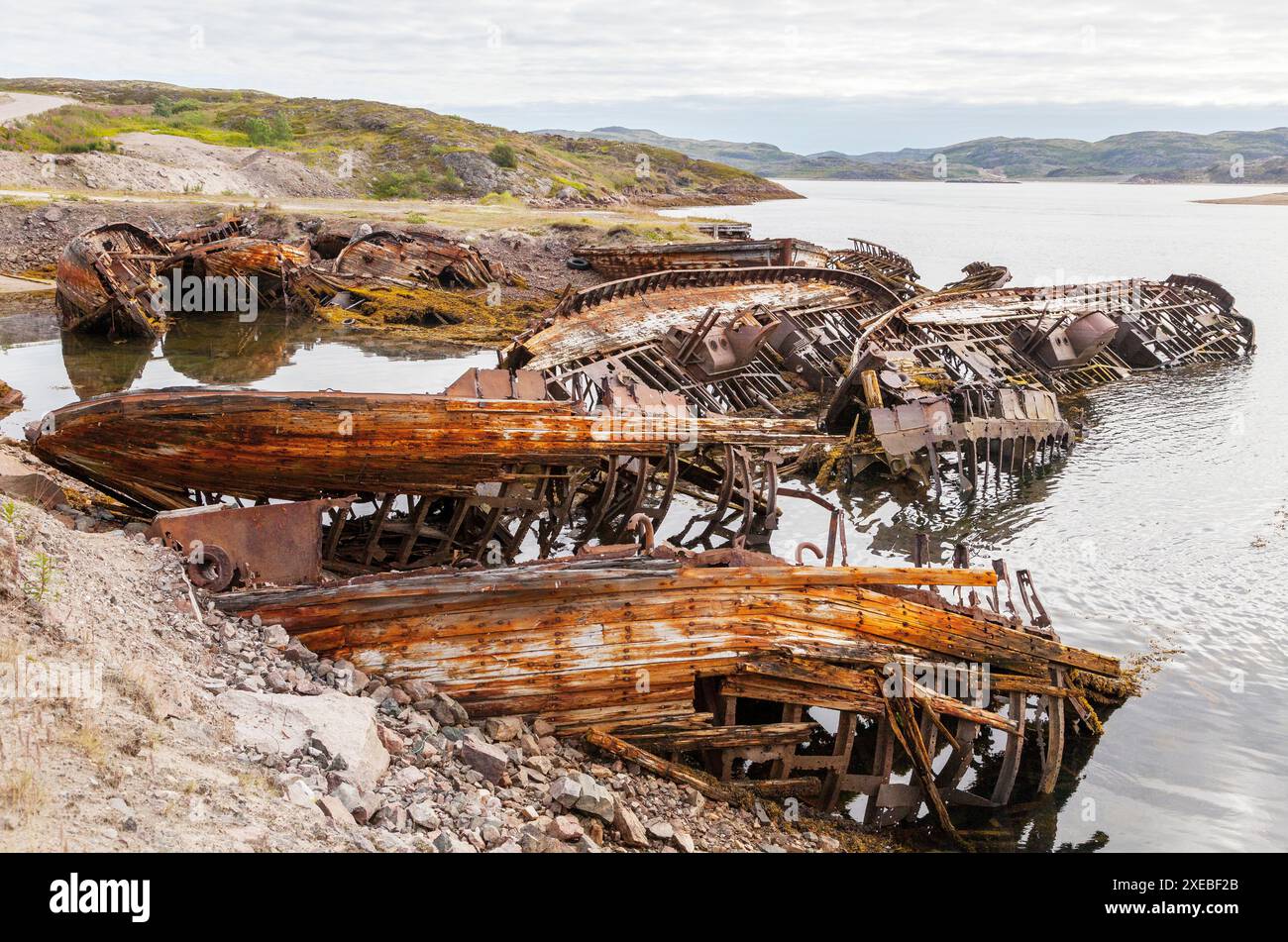 Cemetery of ships in the Murmansk region Stock Photo - Alamy