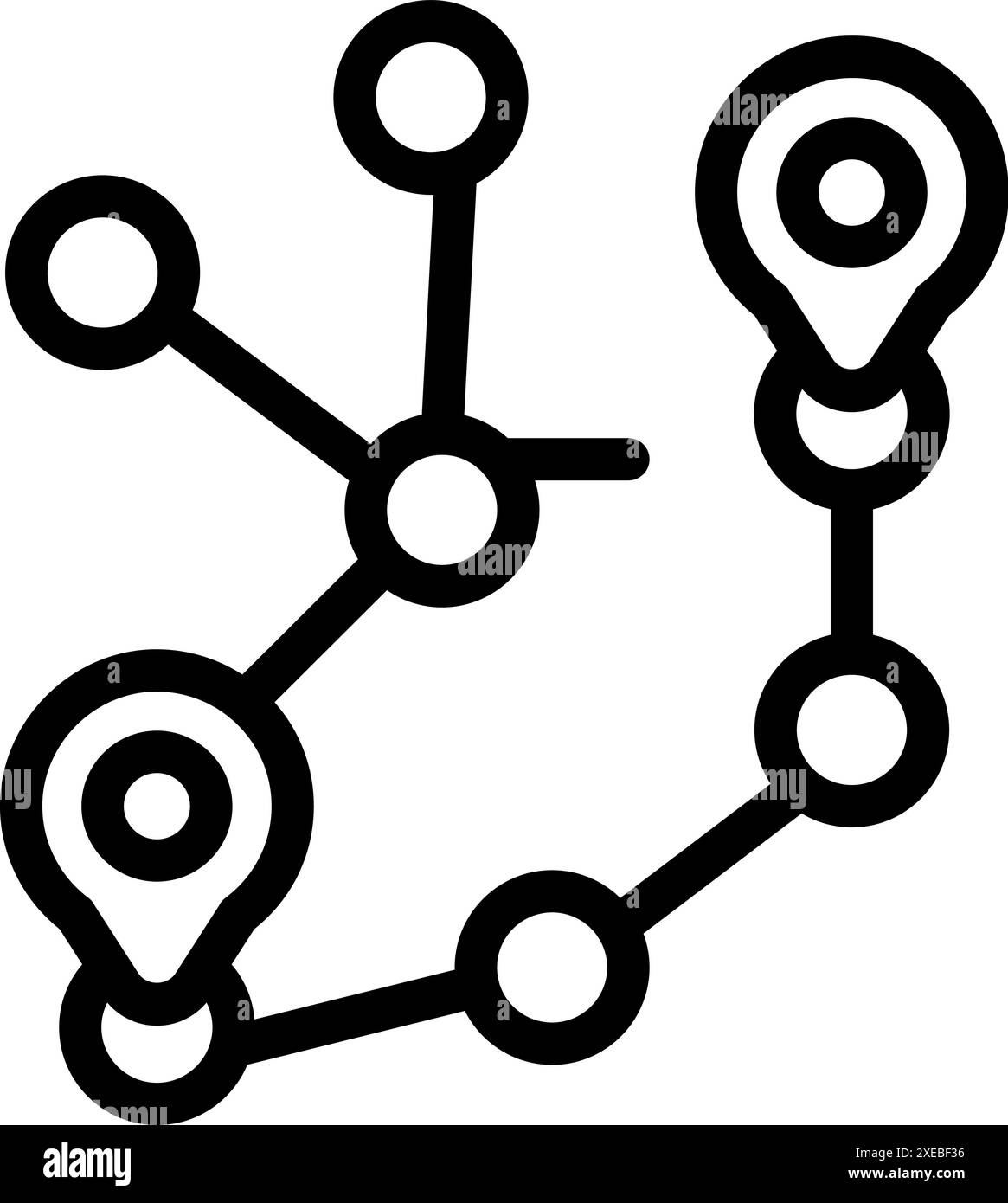 Network is connecting with gps location pins, symbolizing the concept ...