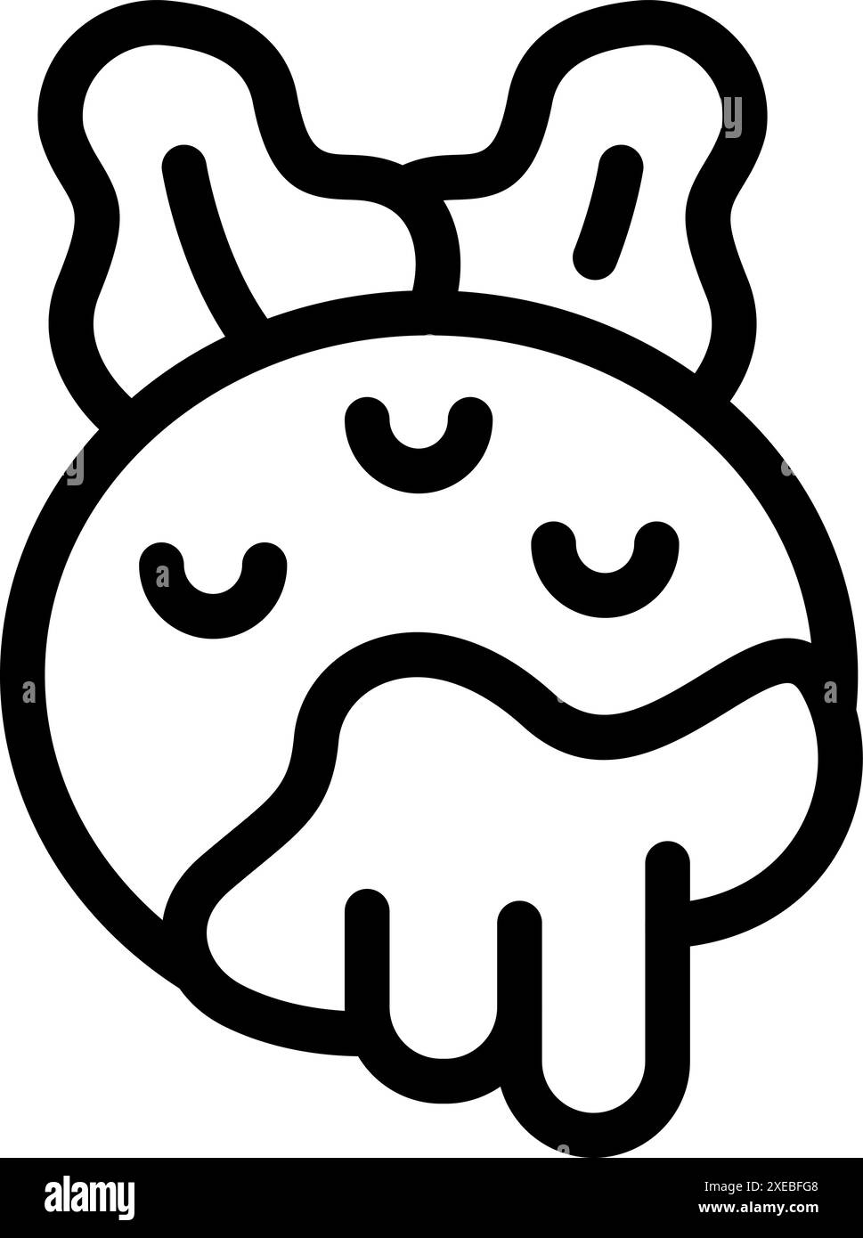 Simple line drawing of a half melted round chocolate candy with two ...