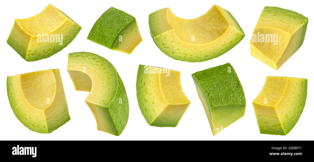 Avocado slices isolated on white background Stock Photo - Alamy