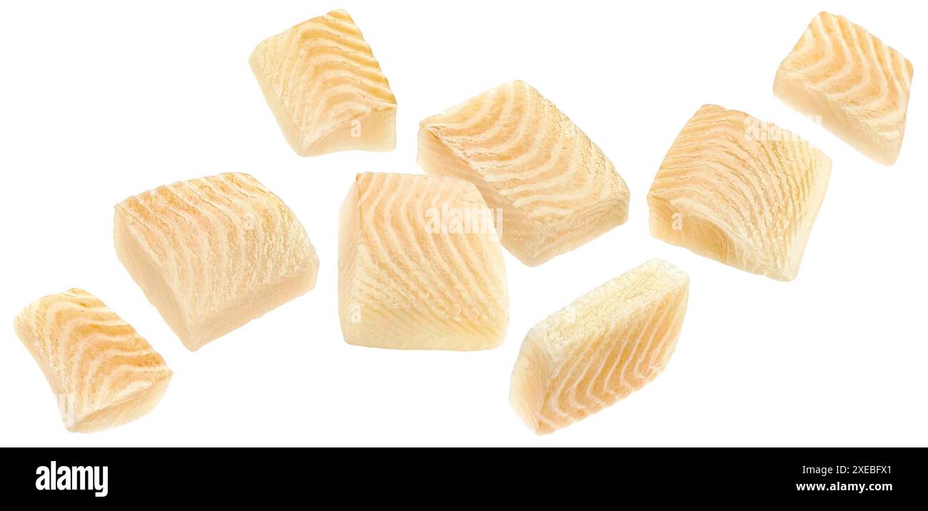 Flounder fish fillet pieces isolated on white background Stock Photo ...