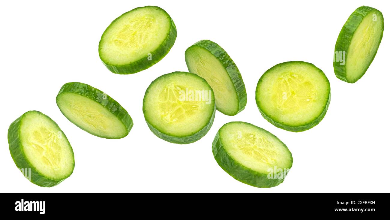 Fresh cucumber slices isolated on white background Stock Photo - Alamy