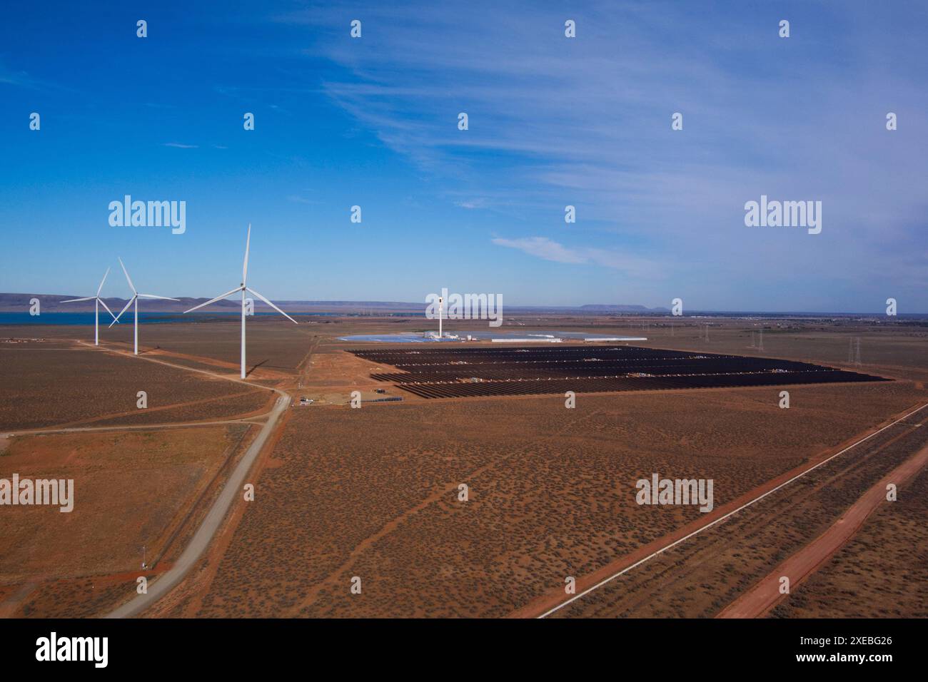 Aerial of the Port Augusta Renewable Energy Park featuring a mixture of ...