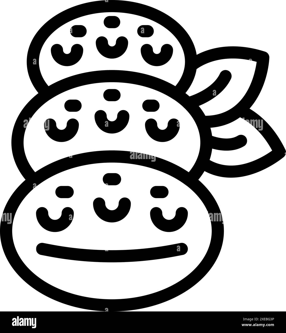 Line art icon of stacked mochi balls, a traditional japanese dessert ...