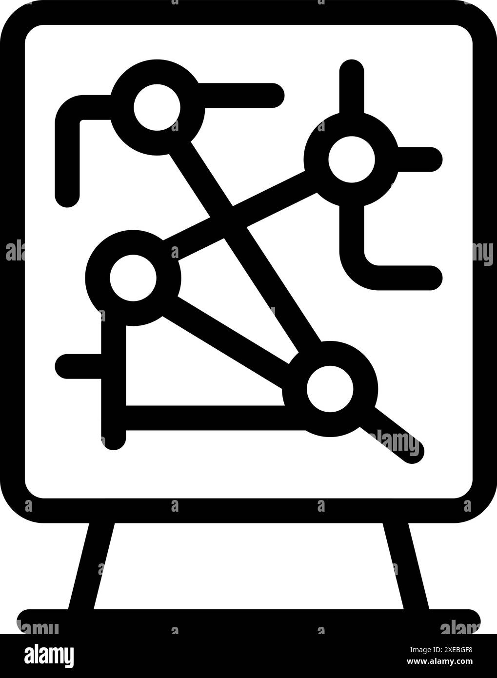 Electronic scheme on stand showing microchip structure with transistors ...