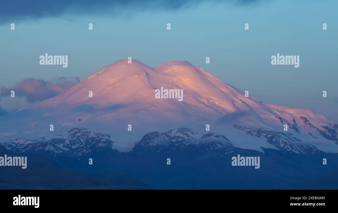 Mount Elbrus at sunrise Caucasus mountains Stock Photo - Alamy