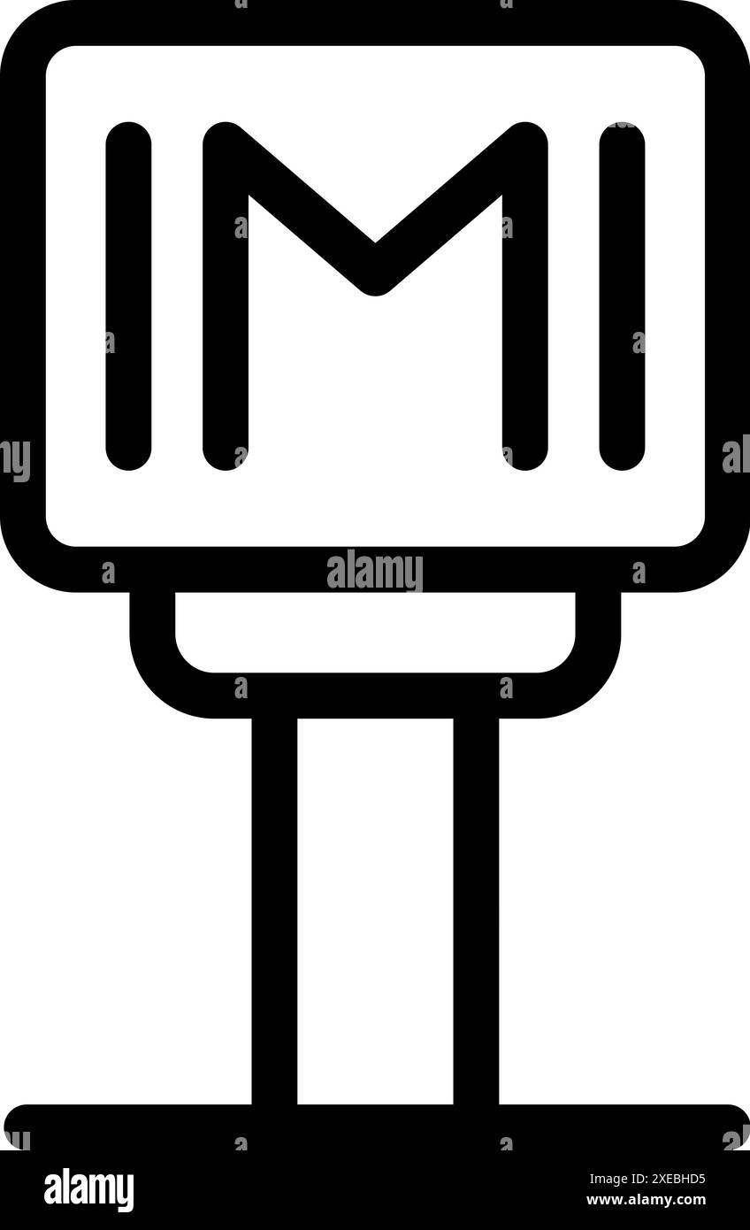 Minimalist outline icon of a metro sign showing letter m Stock Vector ...