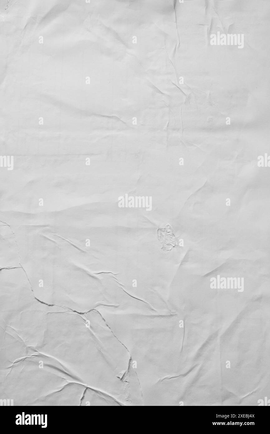 Vertical white crumpled paper poster texture background Stock Photo - Alamy