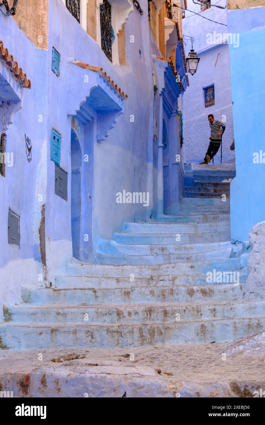 Stairs up blue town Stock Photo - Alamy