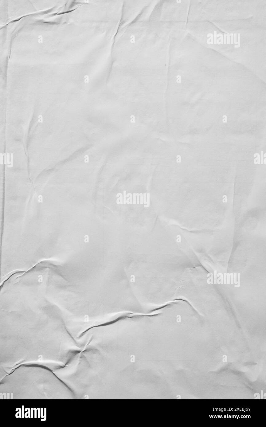 Vertical white crumpled paper poster texture background Stock Photo - Alamy