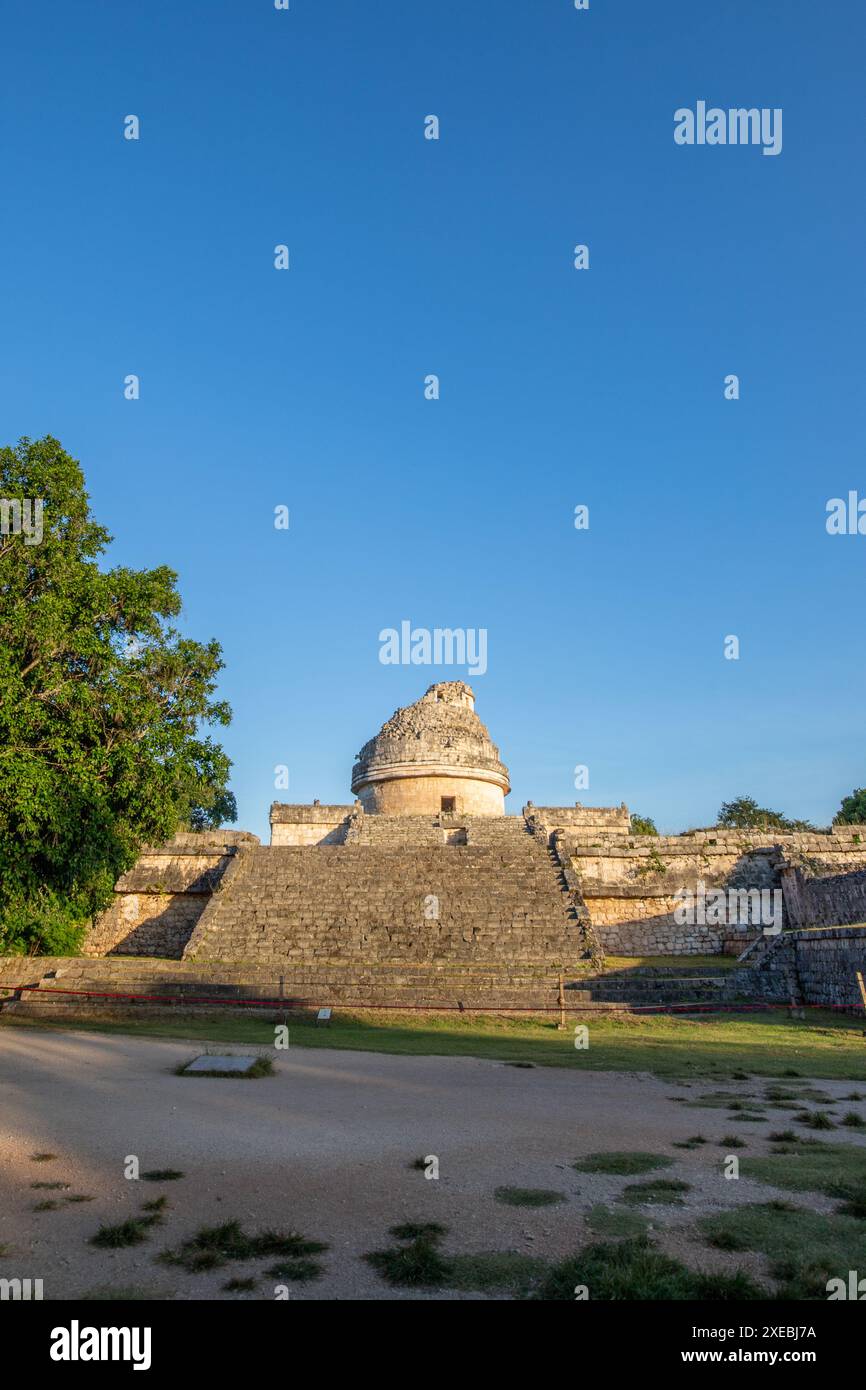 Chichen Itza archaeological site, Mayan observatory with a spiral ...