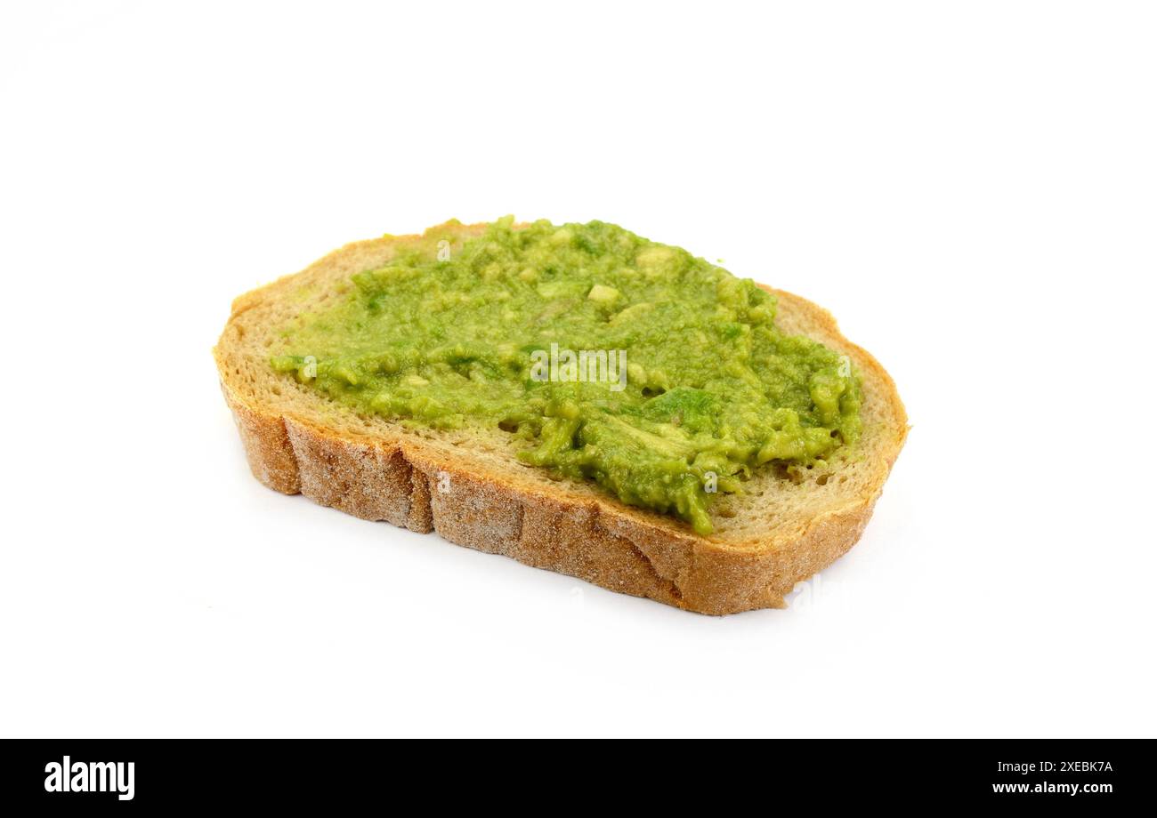 Healthy breakfast toast with avocado smash isolated on white background ...