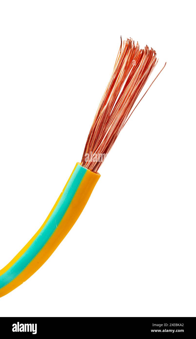 Wire Electrical Cable With Exposed Copper Wires Stock Photo - Alamy