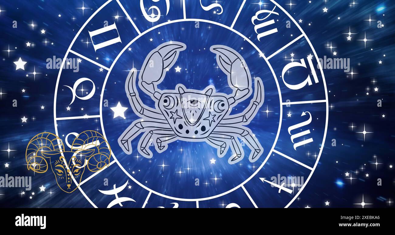 Image of scorpio star sign in zodiac wheel on starry night sky Stock ...