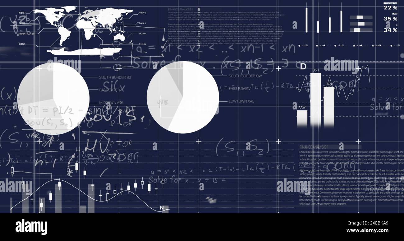 Image Of Statistical Data Processing And Mathematical Equations Against