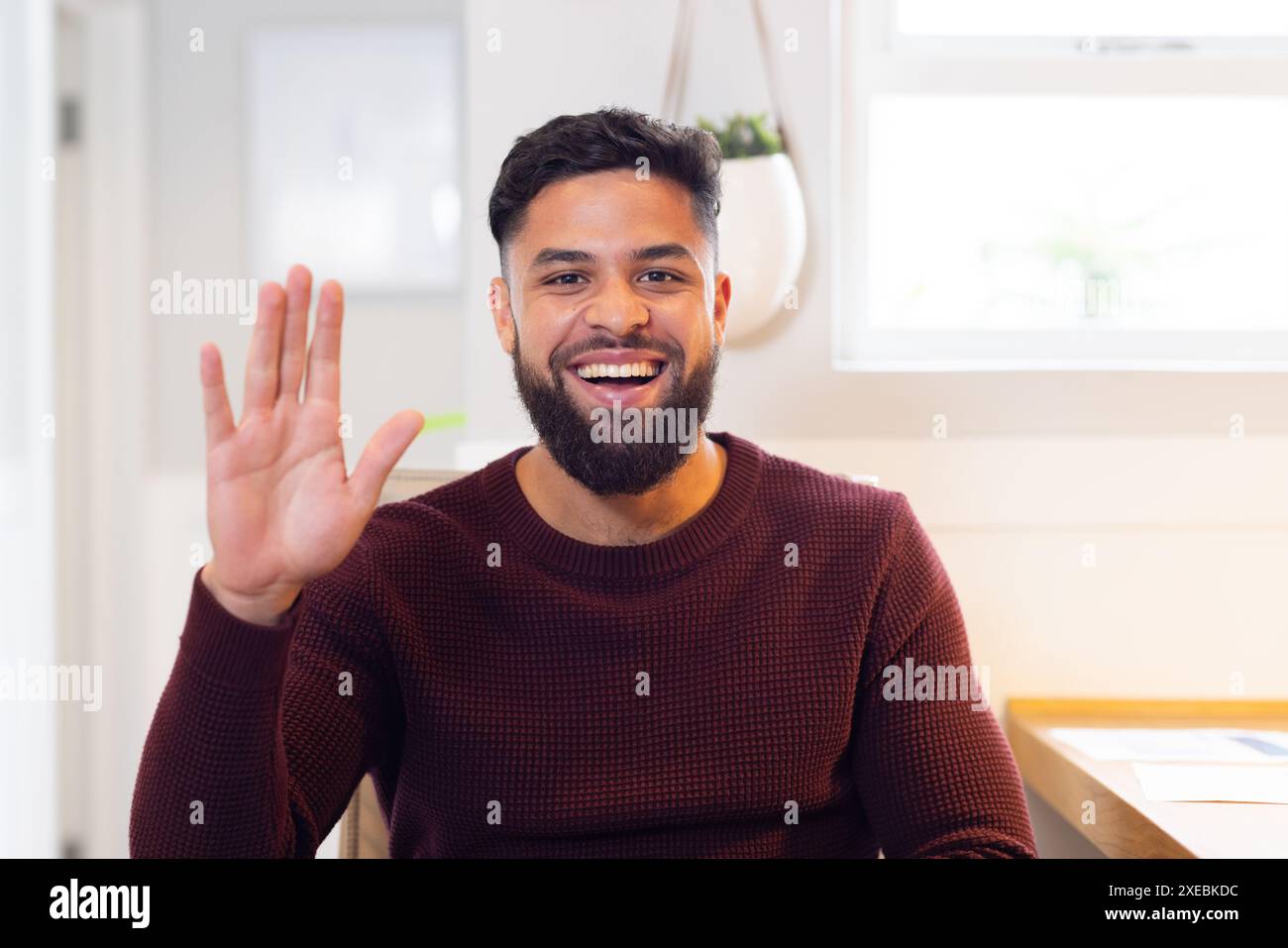 Hello man waving hand gesture hi-res stock photography and images - Alamy