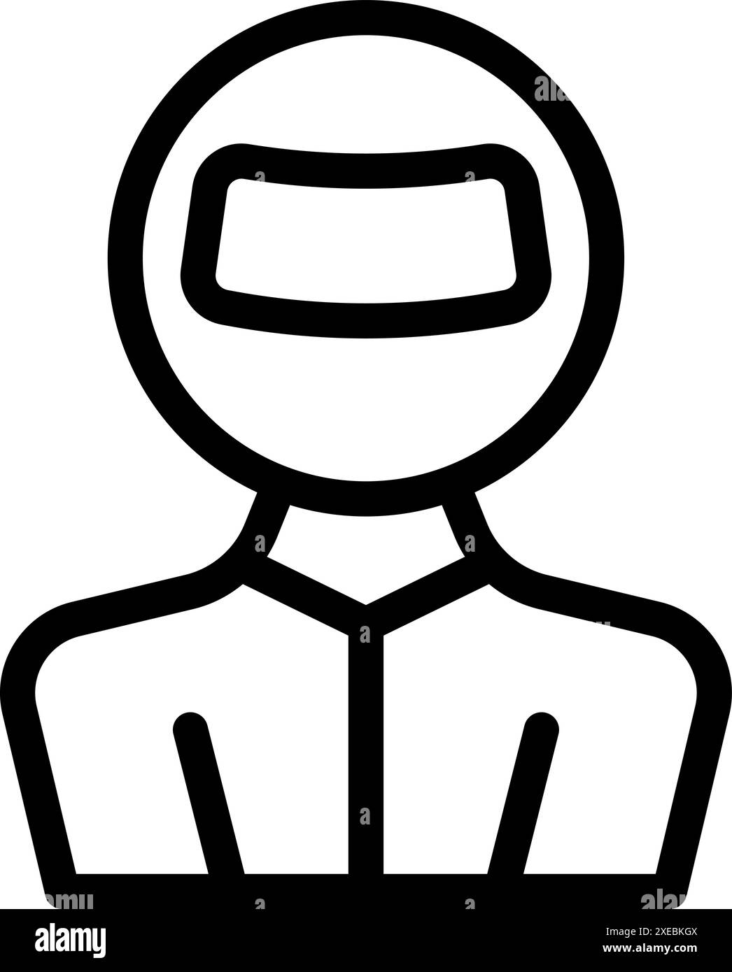 Line icon of a racing driver wearing helmet and suit, ready for a race ...