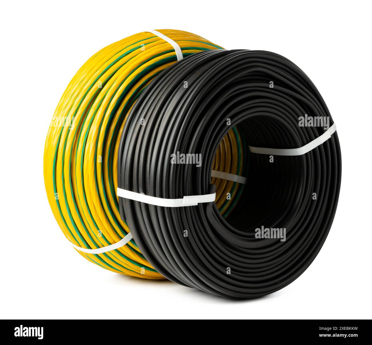 Yellow And Black Electrical Wire Spools Isolated On White Background ...