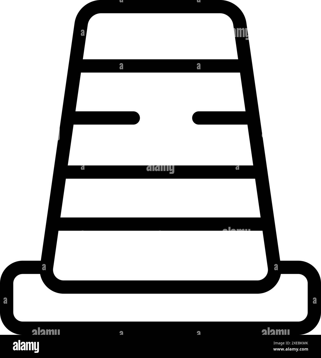 Black outline icon of a striped traffic cone used for signalling and ...