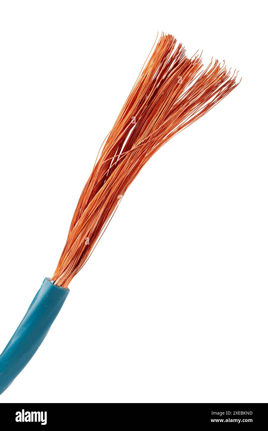 Wire Electrical Cable With Exposed Copper Wires Stock Photo - Alamy